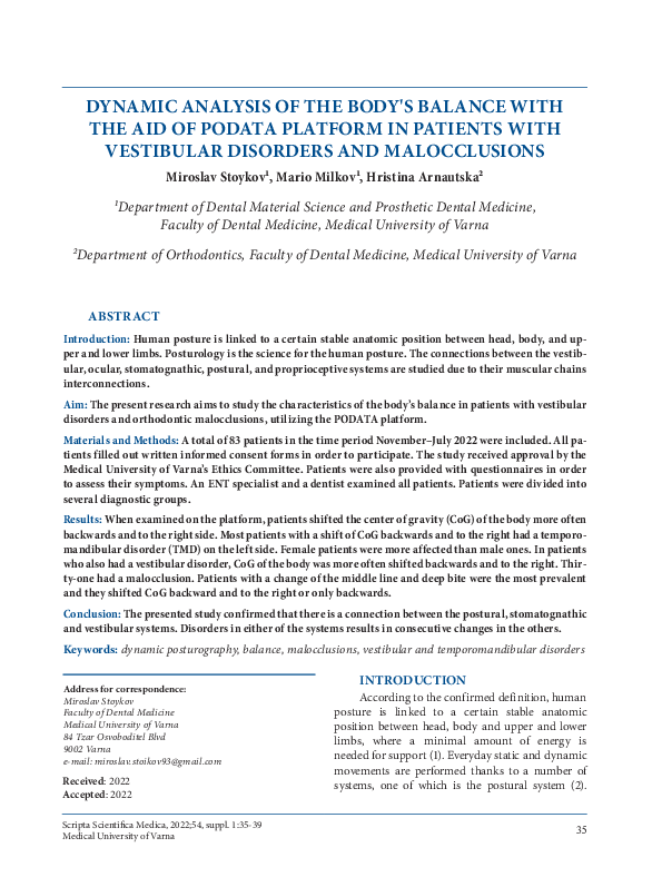 (PDF) Dynamic analysis of the body's balance with the aid of PODATA ...