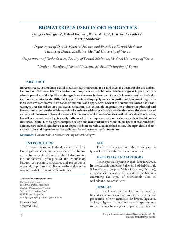 (PDF) Biomaterials used in orthodontics
