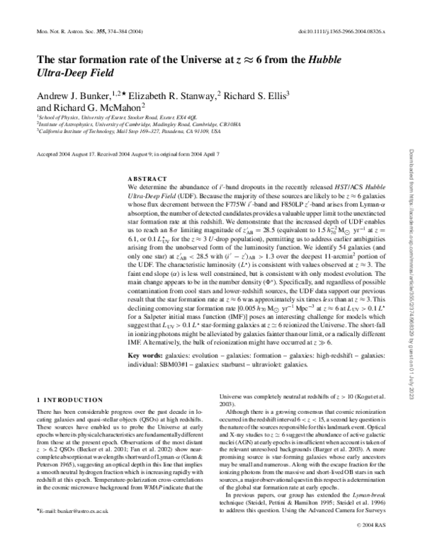 (PDF) The star formation rate of the Universe atz≈ 6 from theHubble ...