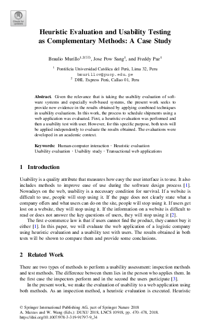 (PDF) Heuristic Evaluation and Usability Testing as Complementary ...