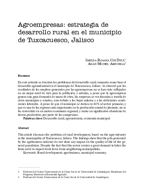 (PDF) Agroempresas: estrategia de desarrollo rural en el municipio de ...