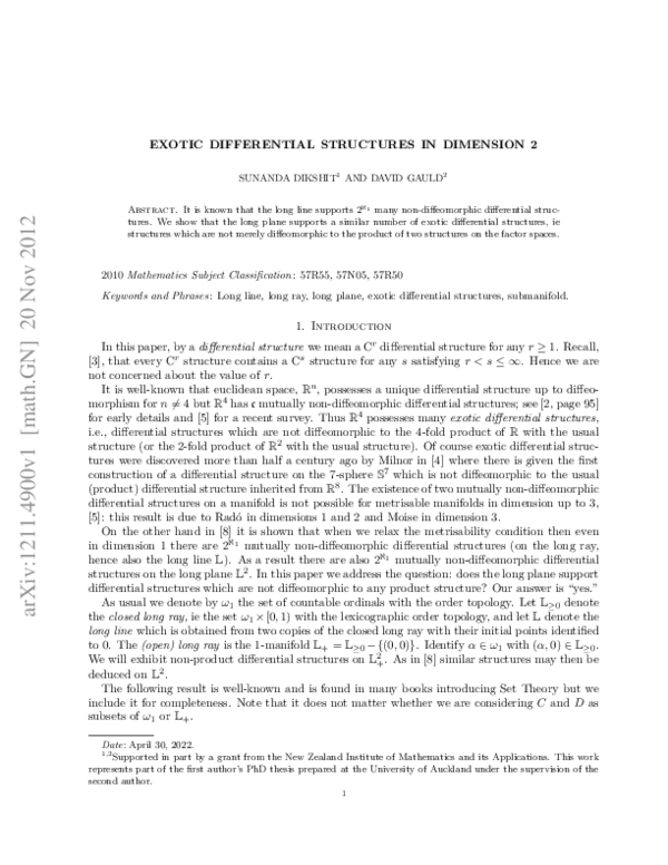 (PDF) Exotic Differential Structures in Dimension 2