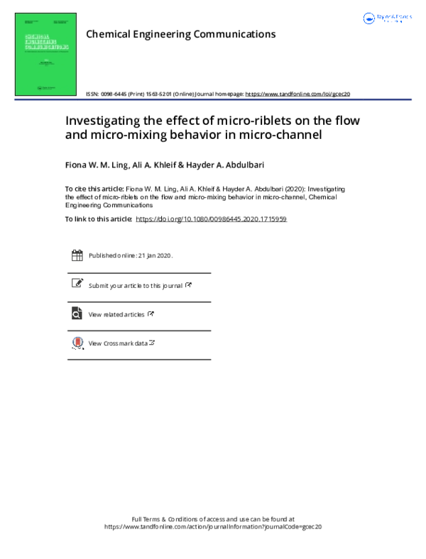 (PDF) Investigating the effect of micro-riblets on the flow and micro ...