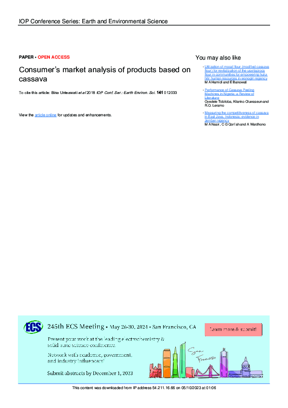(PDF) Consumer’s market analysis of products based on cassava