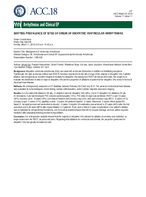 (PDF) Shifting Prevalence of Sites of Origin of Idiopathic Ventricular ...