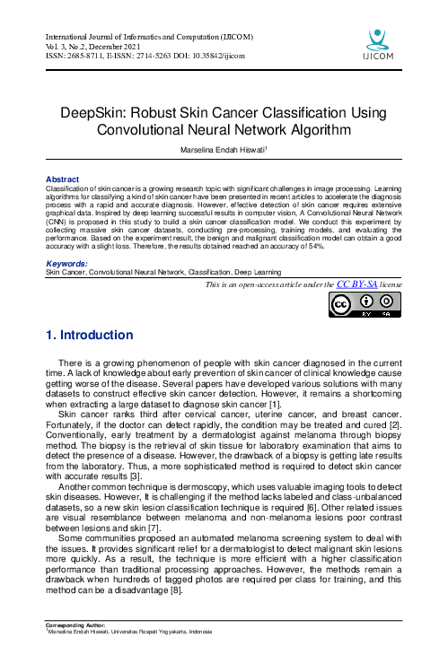 Pdf Deepskin Robust Skin Cancer Classification Using Convolutional Neural Network Algorithm