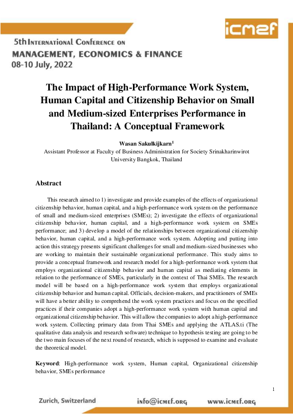 (PDF) The Impact of High-Performance Work System, Human Capital and ...