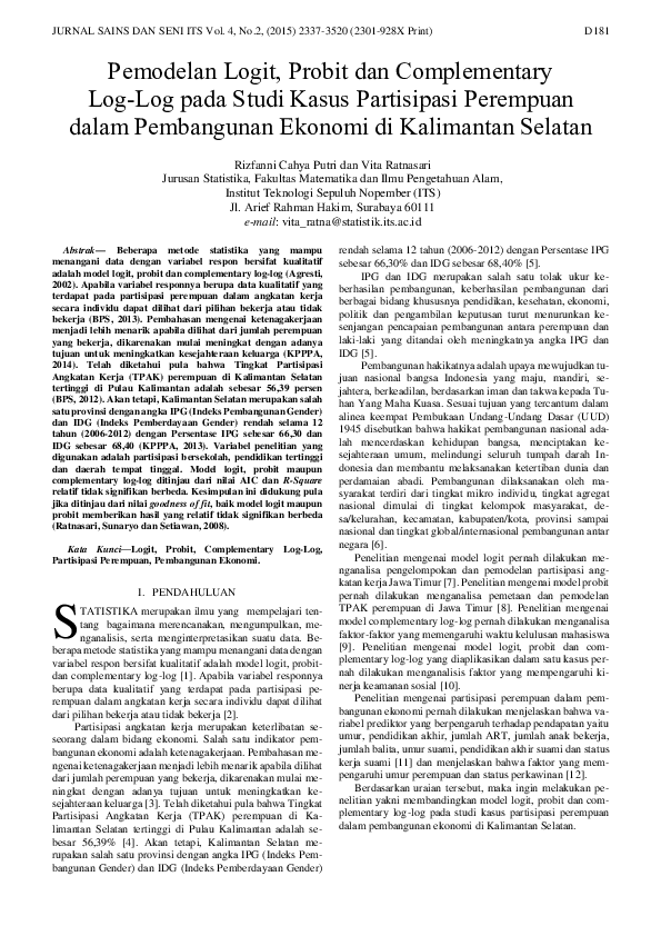 (PDF) Pemodelan Logit, Probit dan Complementary Log-Log pada Studi ...