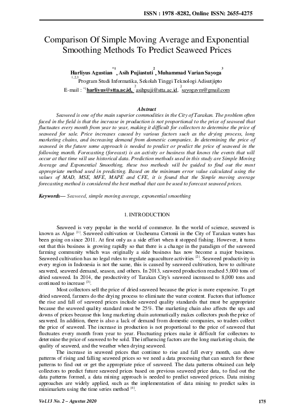 (PDF) Comparison Of Simple Moving Average and Exponential Smoothing ...
