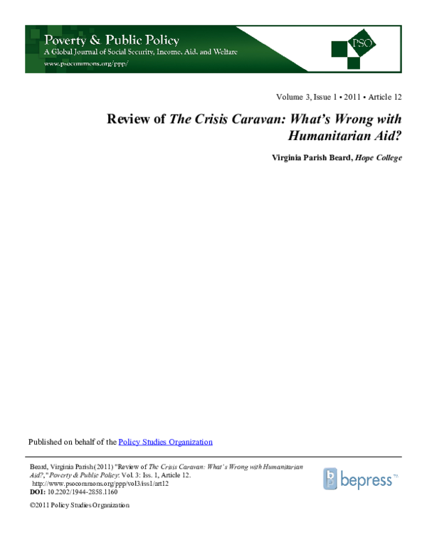 (PDF) Review of The Crisis Caravan: What's Wrong with Humanitarian Aid?