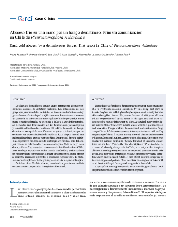 (PDF) [Hand cold abscess by a dematiaceous fungus. First report in ...
