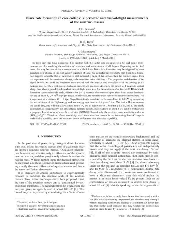 (PDF) Black hole formation in core-collapse supernovae and time-of ...