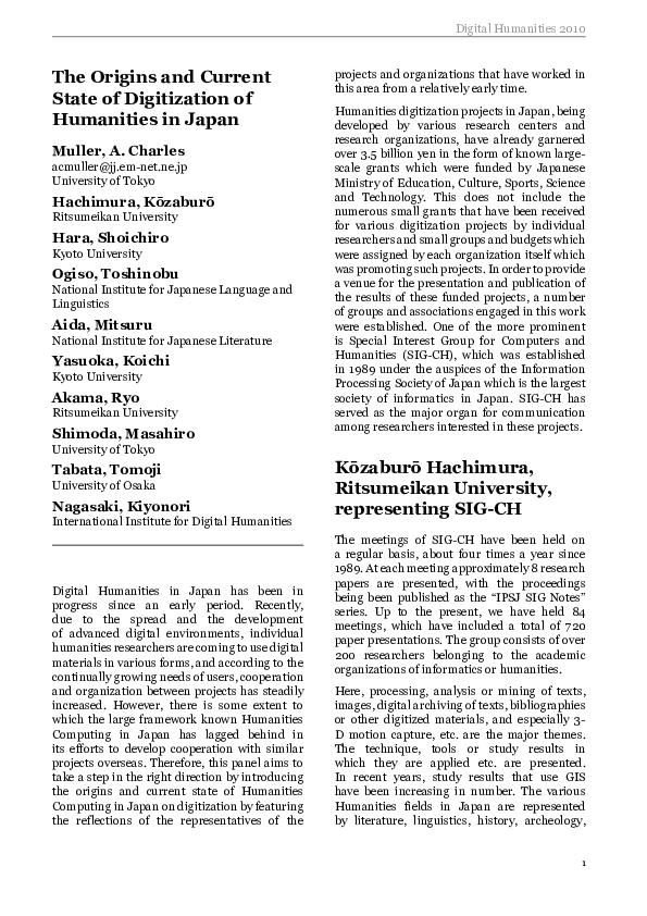 (PDF) The Origins and Current State of Digitization of Humanities in ...