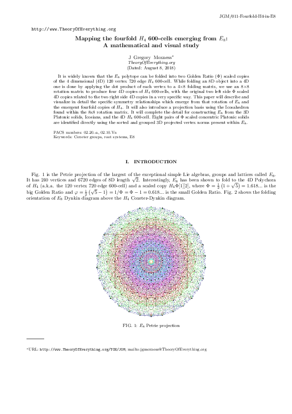 (PDF) Mapping the Fourfold H4 600-Cells Emerging from E8: a ...