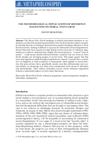 (PDF) The Methodological Implications of Reference Magnetism on Moral ...