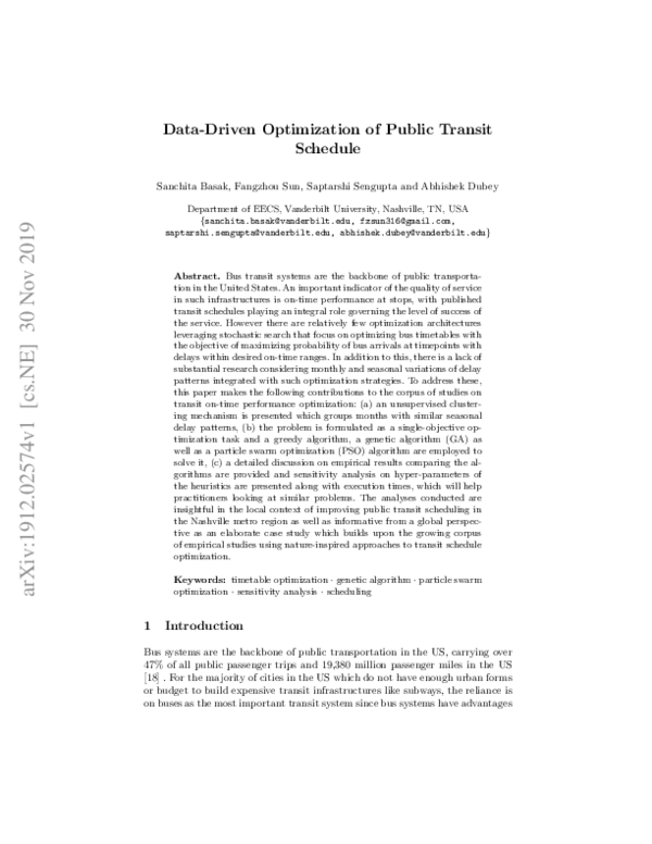 (PDF) Data-Driven Optimization of Public Transit Schedule