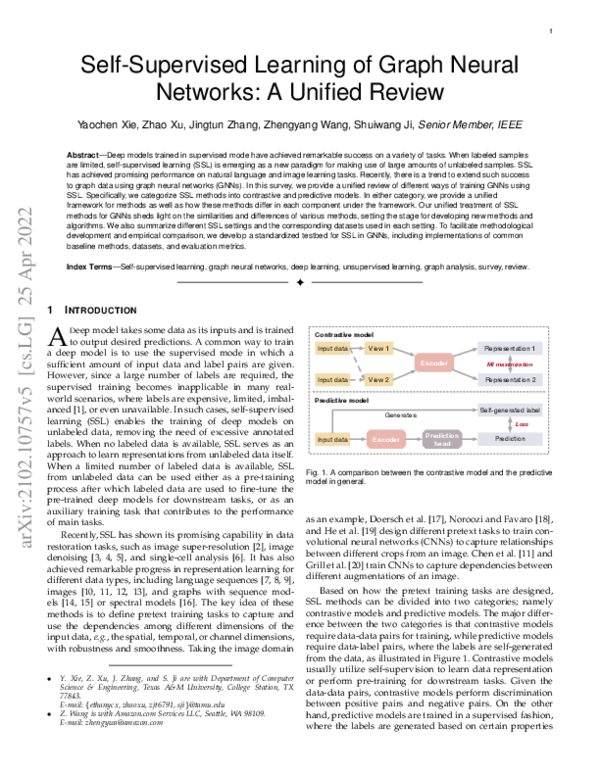 (PDF) Self-Supervised Learning of Graph Neural Networks: A Unified Review