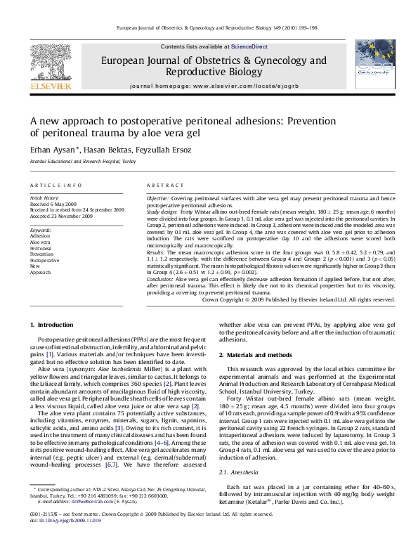 (PDF) A new approach to postoperative peritoneal adhesions: Prevention ...