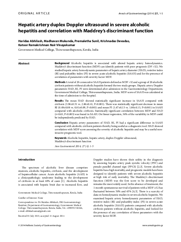 (PDF) Hepatic artery duplex Doppler ultrasound in severe alcoholic ...