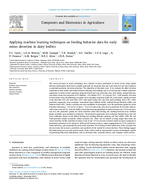 (PDF) Applying machine learning techniques on feeding behavior data for early estrus detection ...