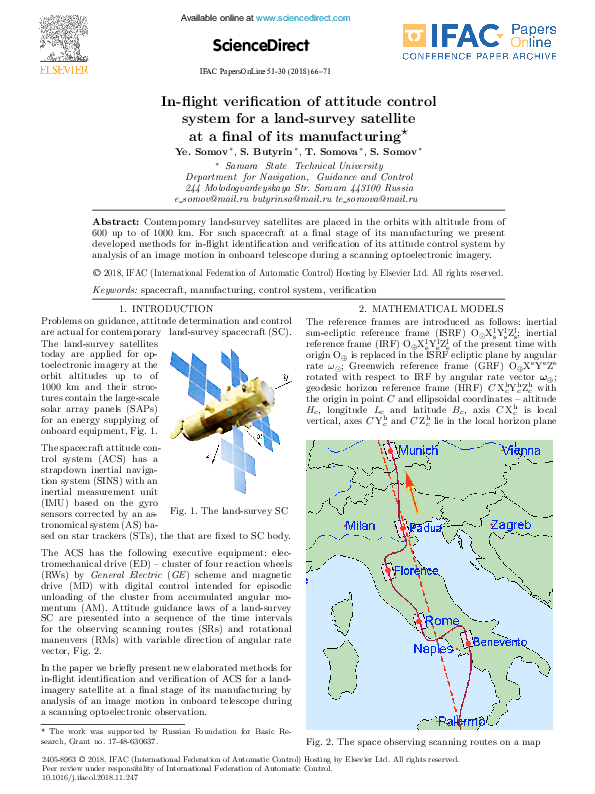 (PDF) In-flight verification of attitude control system for a space ...