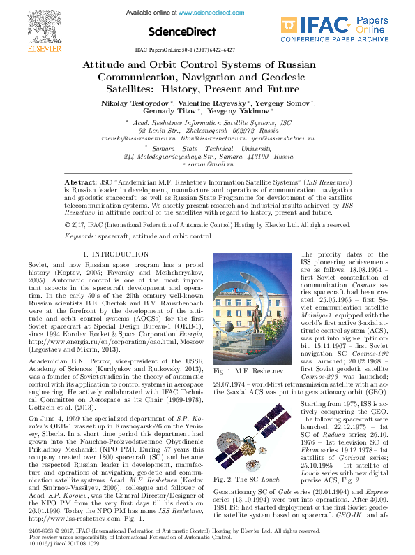 (PDF) Attitude and Orbit Control Systems of Russian Communication ...