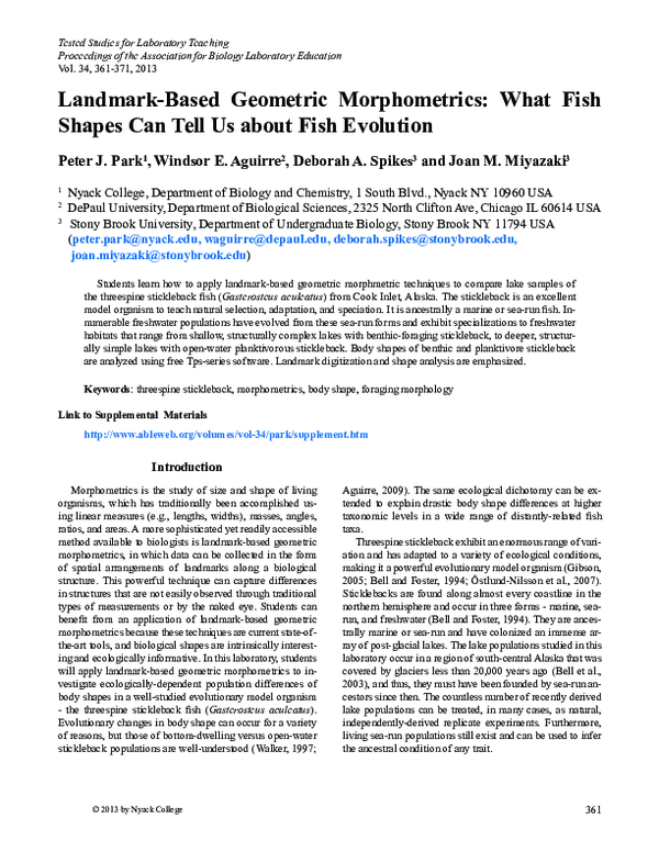 (PDF) Geometric Morphometrics of Stickleback Fish Shapes