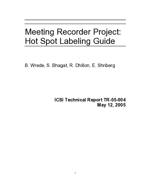 (PDF) Meeting recorder project: Hot spot labeling guide