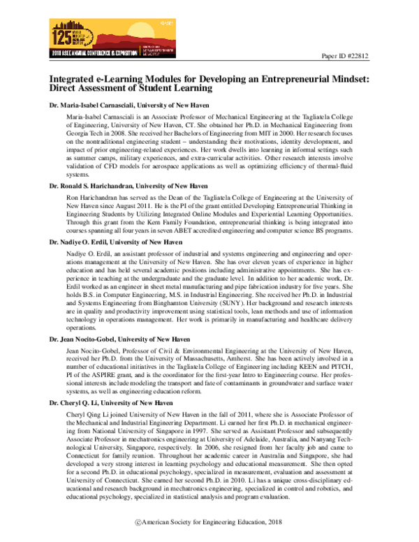 (PDF) Integrated e-Learning Modules for Developing an Entrepreneurial Mindset: Direct Assessment ...