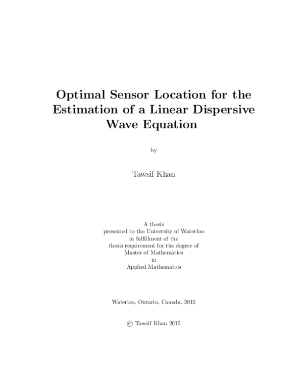(PDF) Computation of the optimal sensor location for the estimation of an 1-D linear dispersive ...