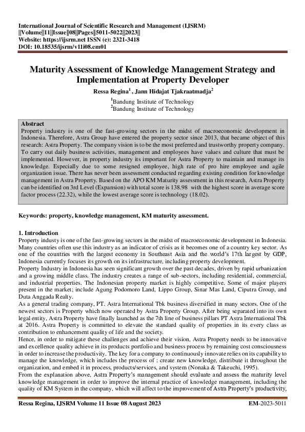 (PDF) Maturity Assessment of Knowledge Management Strategy and ...