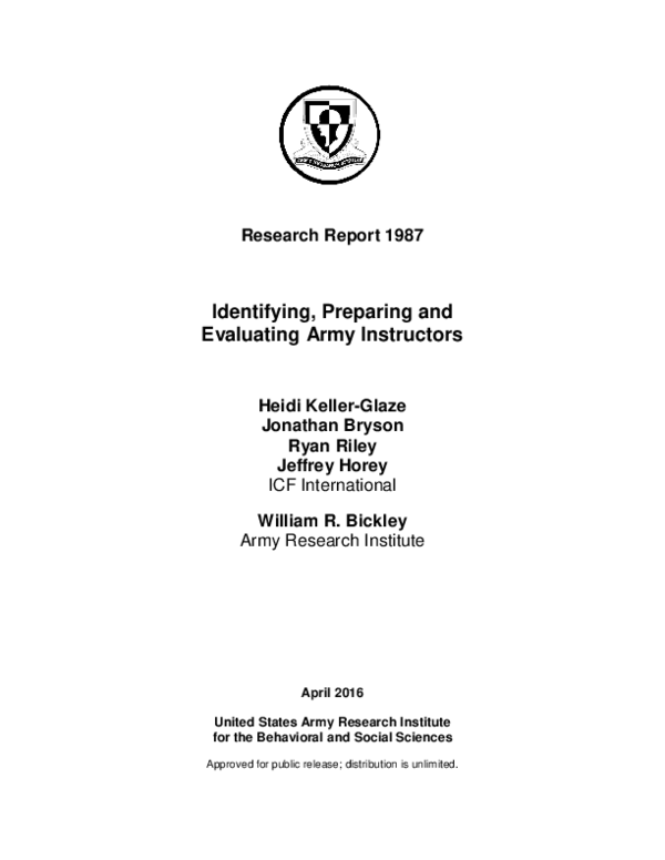 (PDF) Identifying, Preparing and Evaluating Army Instructors