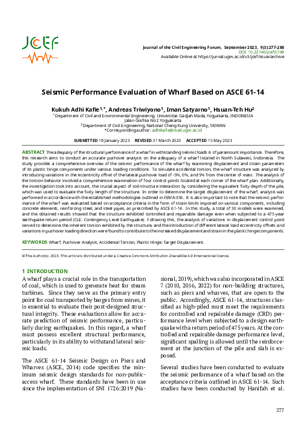 (PDF) Seismic Performance Evaluation of Wharf Based on ASCE 61-14