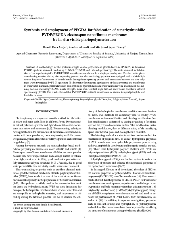 (PDF) Synthesis and employment of PEGDA for fabrication of ...