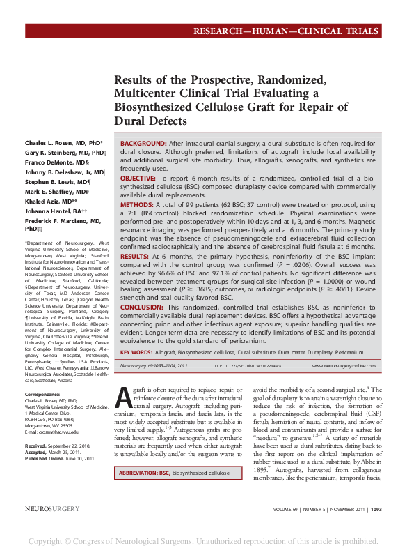 Pdf Results Of The Prospective Randomized Multicenter Clinical Trial Evaluating A