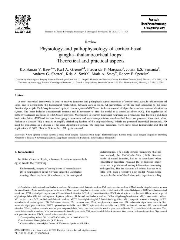 (PDF) Physiology and pathophysiology of cortico-basal ganglia ...