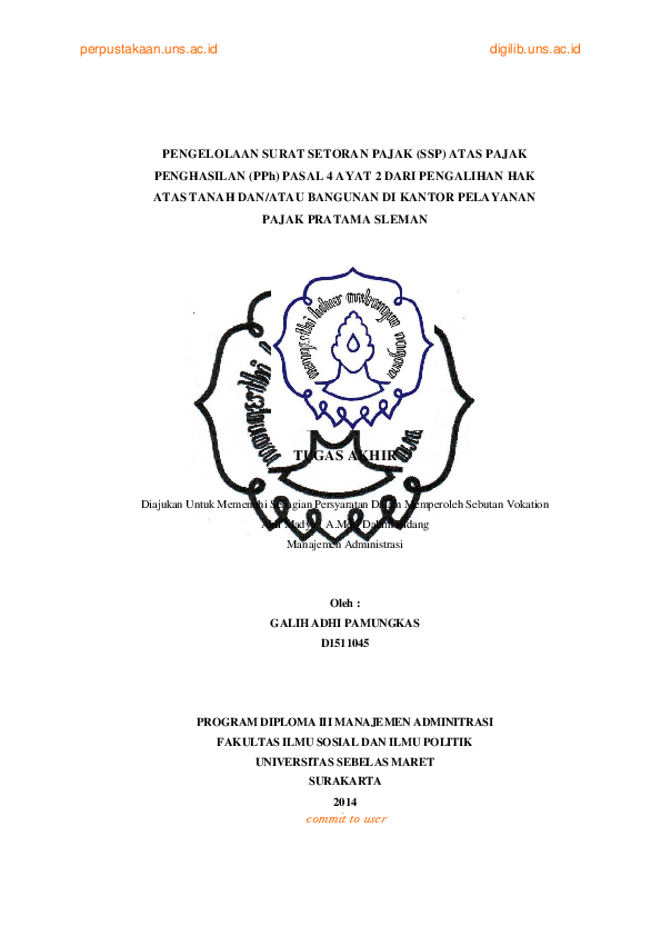 (PDF) Pengelolaan Surat Setoran Pajak (Ssp) Atas Pajak Penghasilan (Pph ...