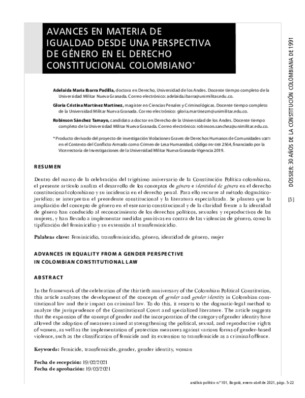 (PDF) Avances en materia de igualdad desde una perspectiva de género en el derecho ...