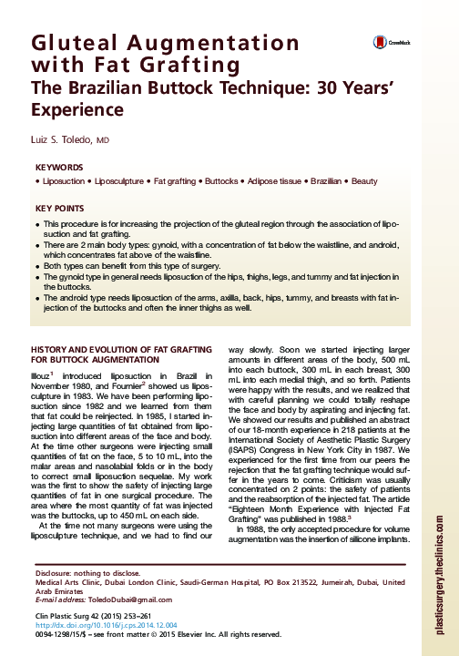 (PDF) Gluteal Augmentation with Fat Grafting
