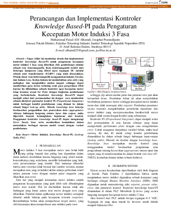 (PDF) Perancangan dan Implementasi Kontroler Knowledge Based-PI pada Pengaturan Kecepatan Motor ...