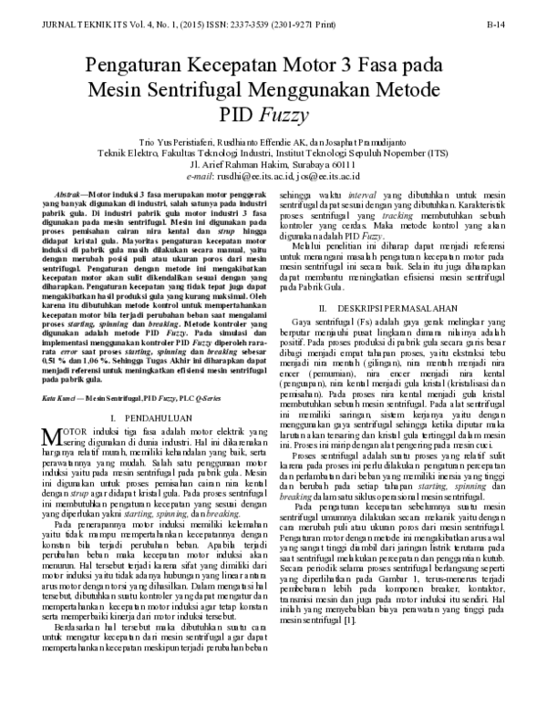 (PDF) Three Phase Motor Centrifugal Machines Speed Control Using Pid Fuzzy Method