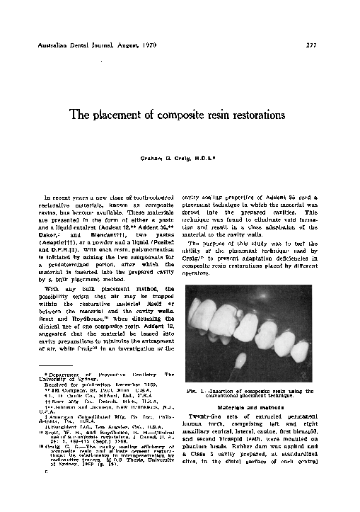 Pdf The Placement Of Composite Resin Restorations