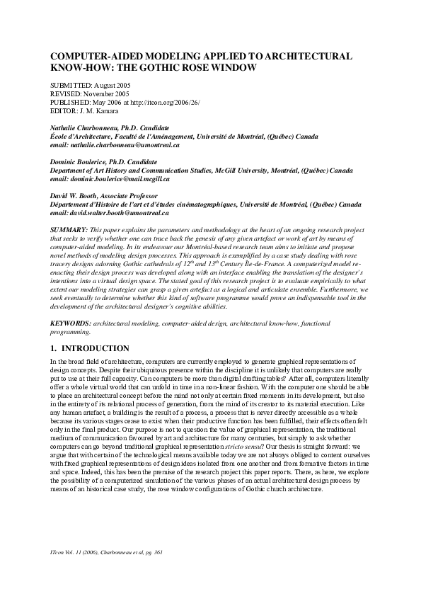 (PDF) Computer-Aided Modeling Applied to Architectural Know-How: The Gothic Rose Window