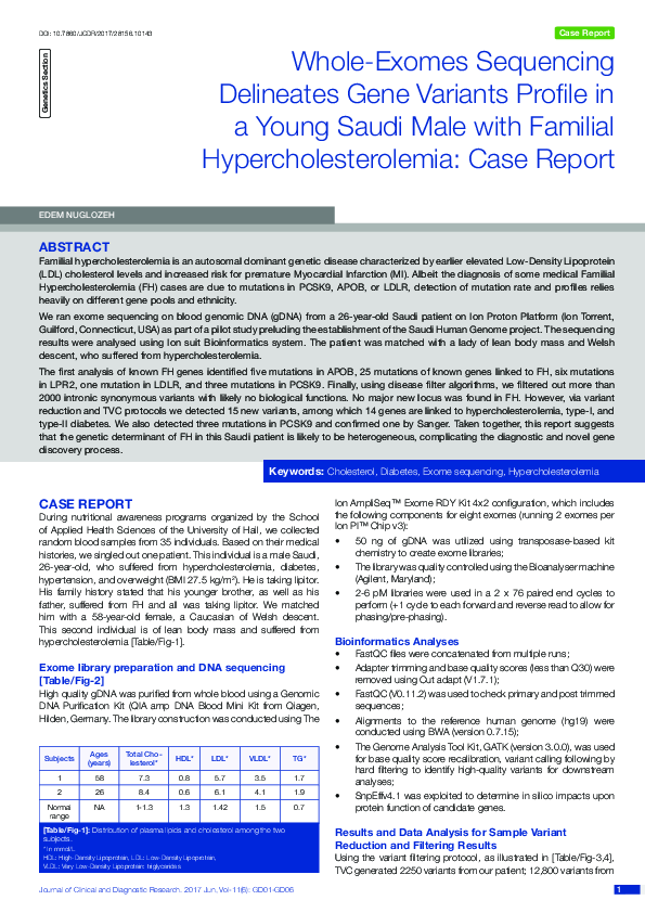 (PDF) Whole-Exomes Sequencing Delineates Gene Variants Profile in a ...