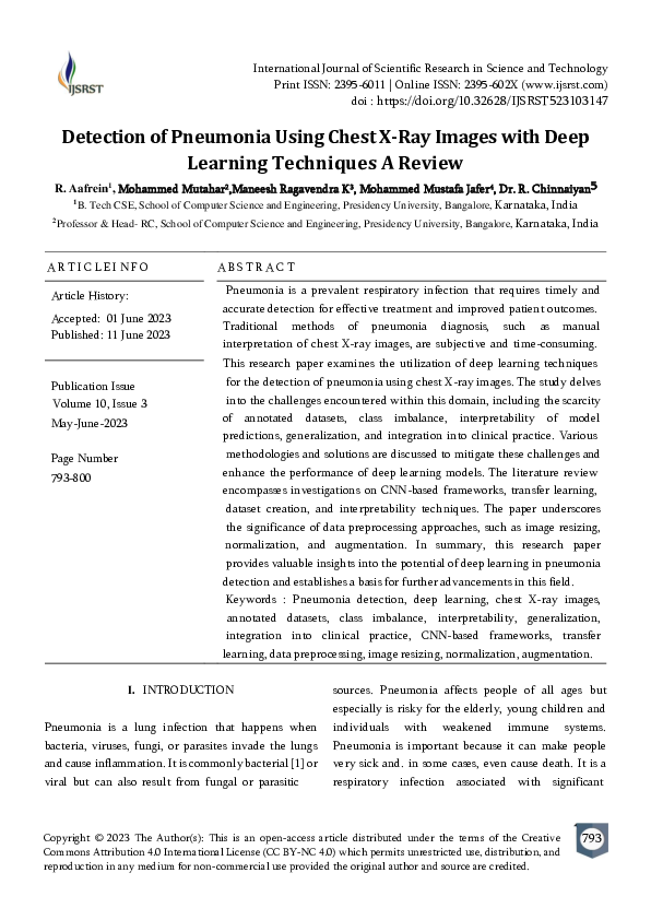 (PDF) Detection of Pneumonia Using Chest X-Ray Images with Deep ...