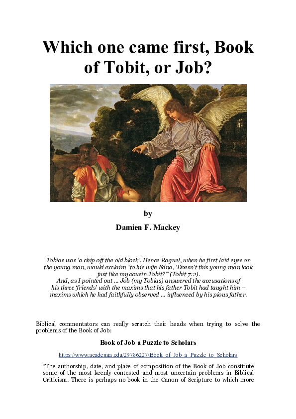 (DOC) Which one came first, Book of Tobit, or Job?