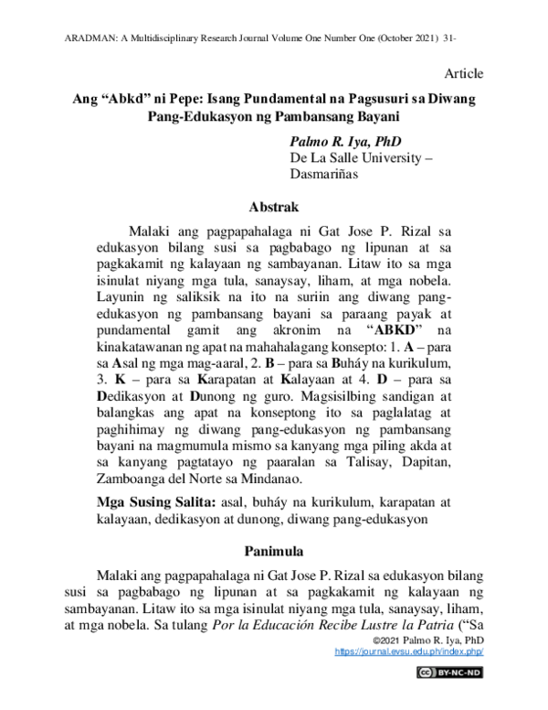 (PDF) Ang “Abkd” ni Pepe: Isang Pundamental na Pagsusuri sa Diwang Pang ...