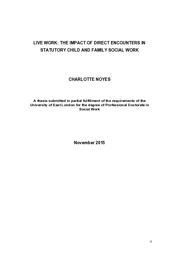 (PDF) Live work: The impact of direct encounters in statutory child and ...