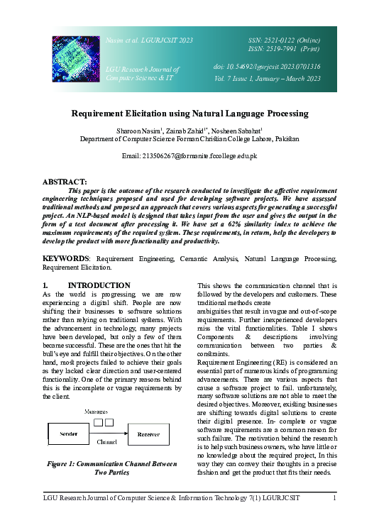 (PDF) Requirement Elicitation using Natural Language Processing