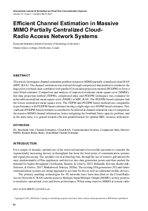 (PDF) Efficient Channel Estimation in Massive MIMO Partially Centralized Cloud-Radio Access ...